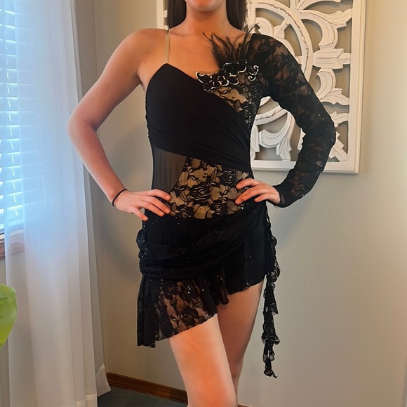 Costume Gallery | Dresses | Black Lace Dance Costume Bodysuit With ...